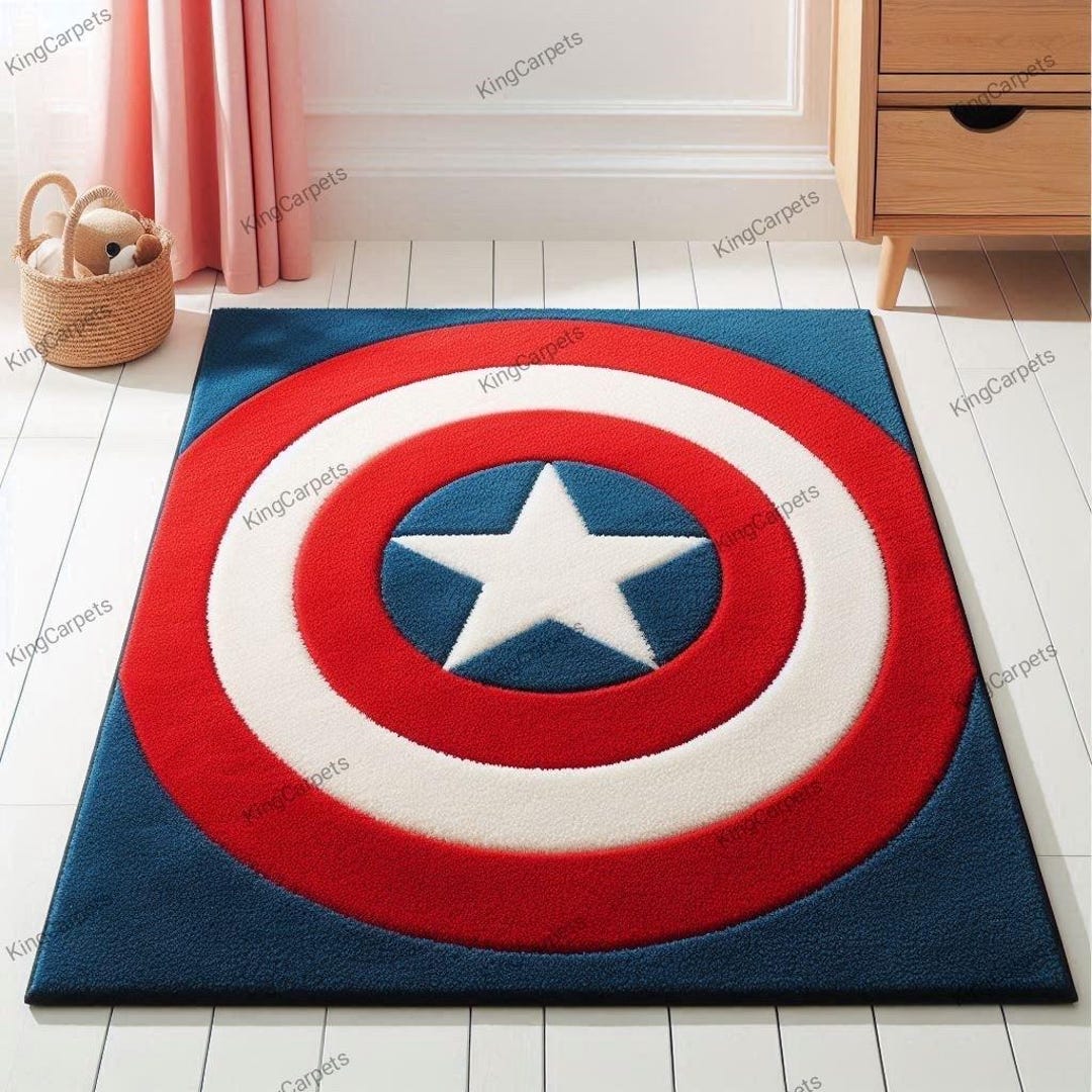 Captain America Rug for Kids | Superhero Playroom Decor and Bedding ...