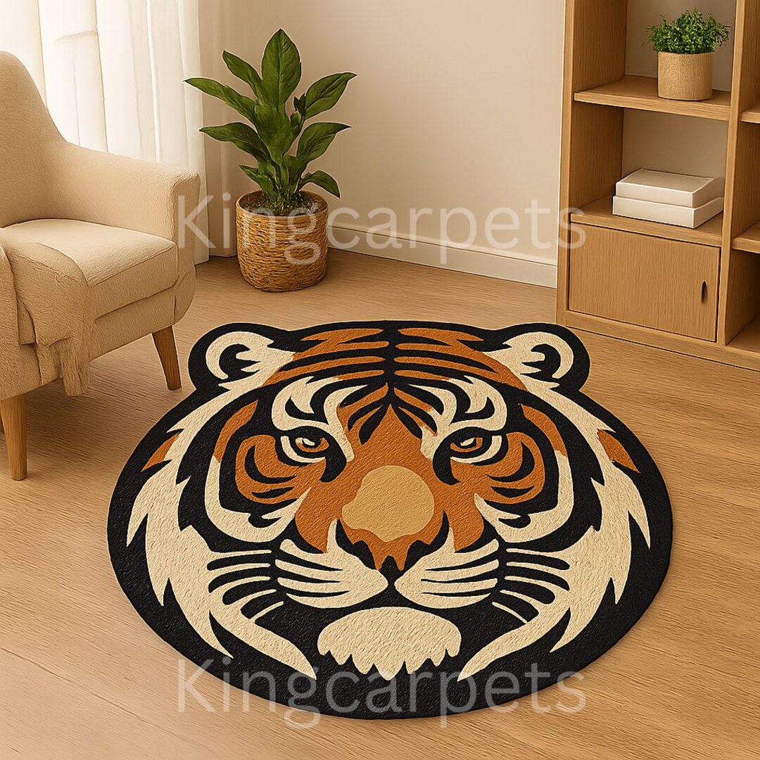 Tiger Head Rug: Kids Jungle Nursery Decor, Non-slip Polyester - Etsy
