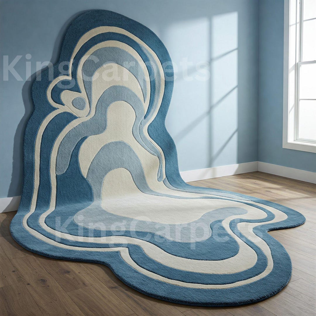 Blue Wave Rug | Coastal Area Rug | Soft & Durable Home Decor | Non-slip ...