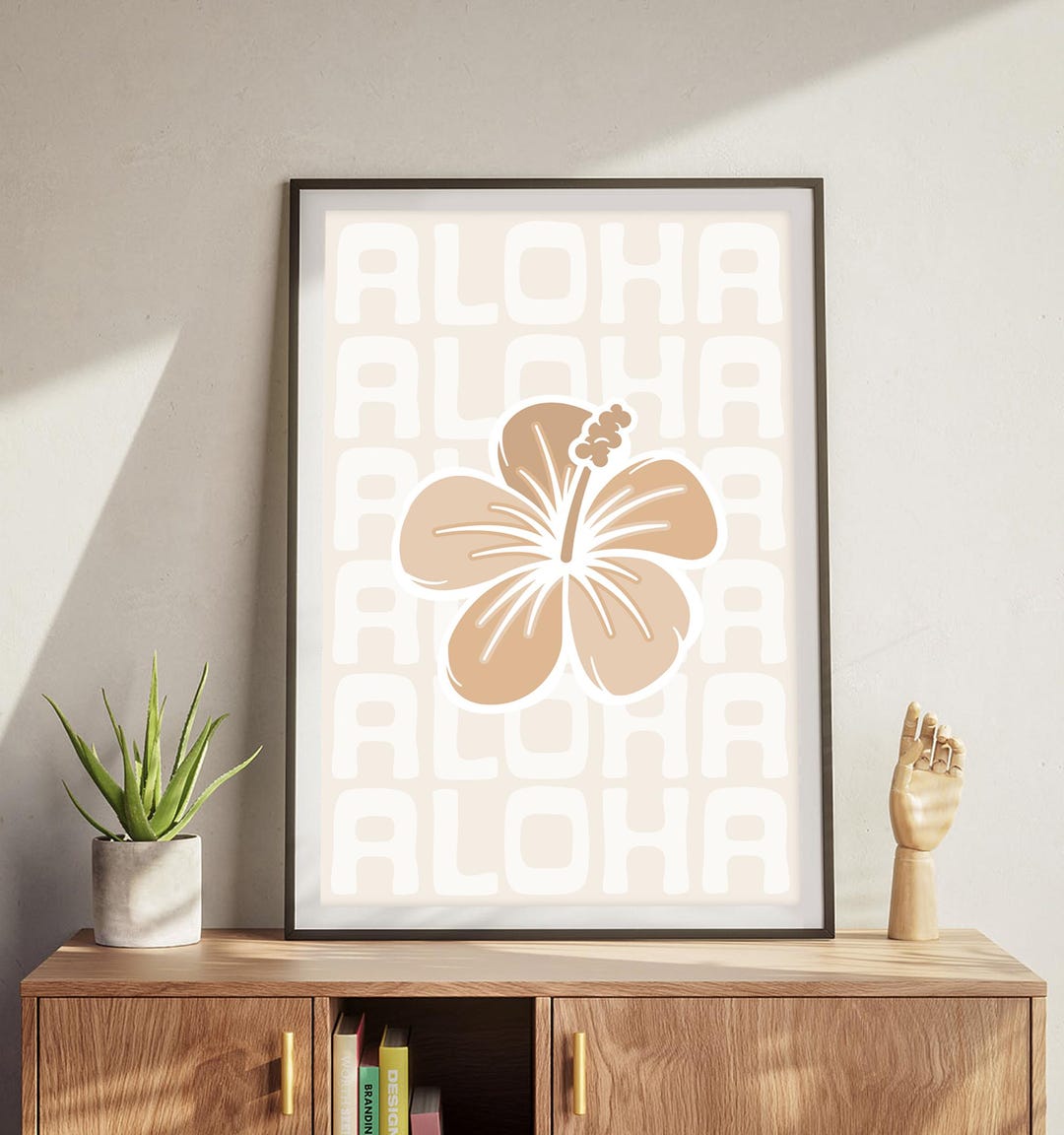 Aloha Poster, Hibiscus Flower Poster, Hawaii Poster, Aloha Typography ...