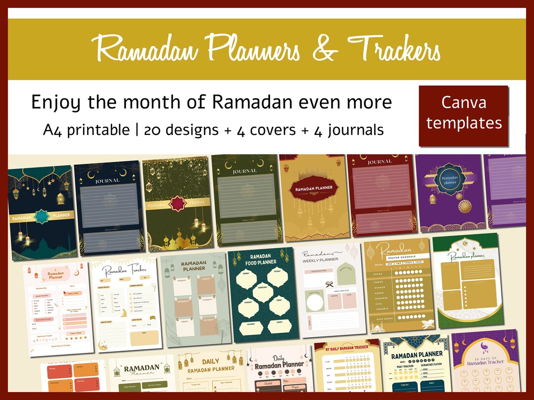 Ramadan Planner & Tracker | 4 Covers + Journalpages + 20 Planner ...