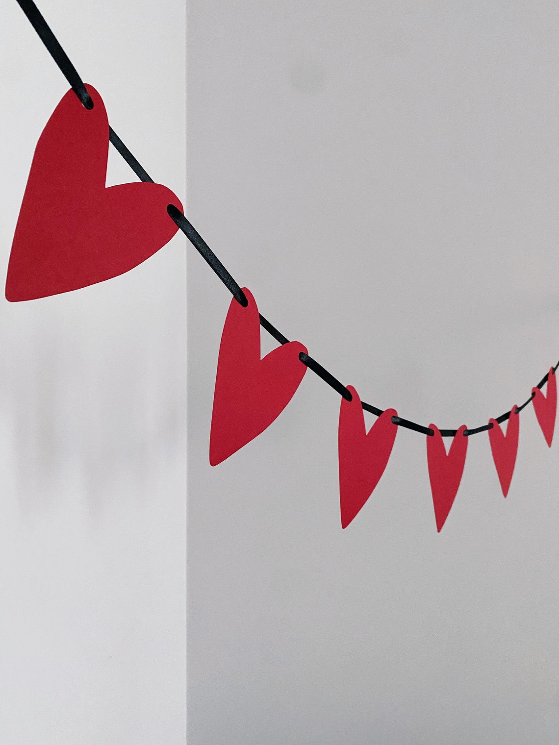 Heart Garland Red Paper Heart Bunting Heart Red Wall Decor Bridal Love ...