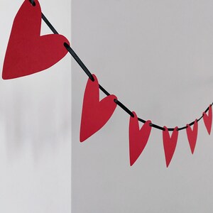 Heart Garland Red Paper Heart Bunting Heart Red Wall Decor Bridal Love ...