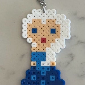 Elsa Keychain, Handmade, Perler Bead Keychain, Fuse Bead Charm ...