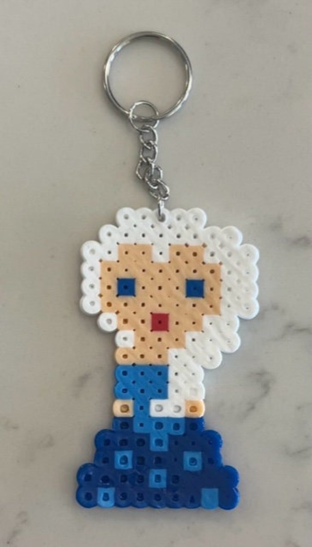 Elsa Keychain, Handmade, Perler Bead Keychain, Fuse Bead Charm ...