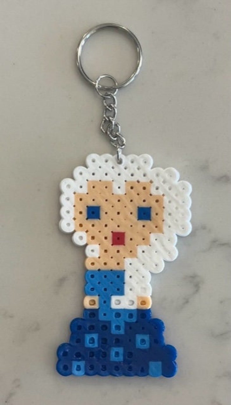 Elsa Keychain, Handmade, Perler Bead Keychain, Fuse Bead Charm ...