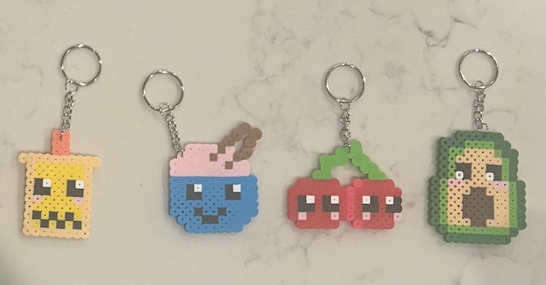 Any 2 Keychains, SAVE by Bundling, Handmade, Perler Bead Keychain, Fuse ...