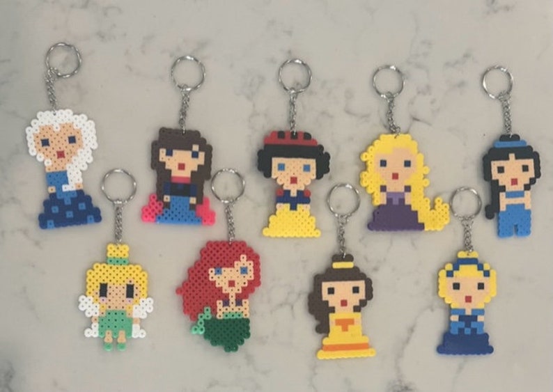 Elsa Keychain, Handmade, Perler Bead Keychain, Fuse Bead Charm ...