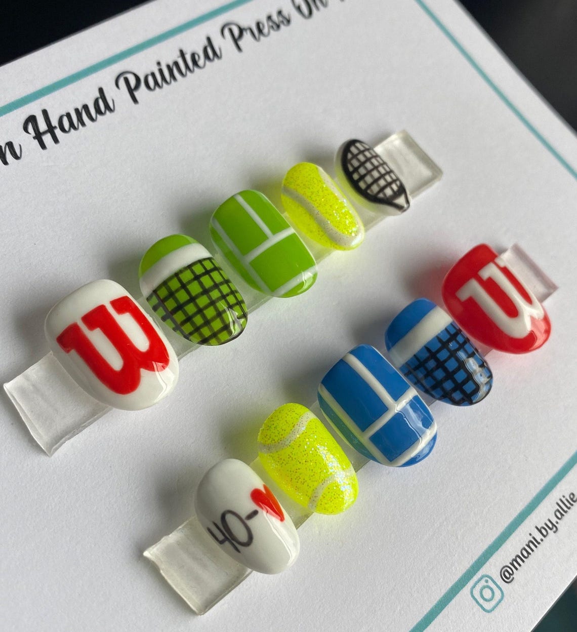 Tennis Press on Nails: Court, Tennis Ball, Racquet, Wimbledon, US Open ...
