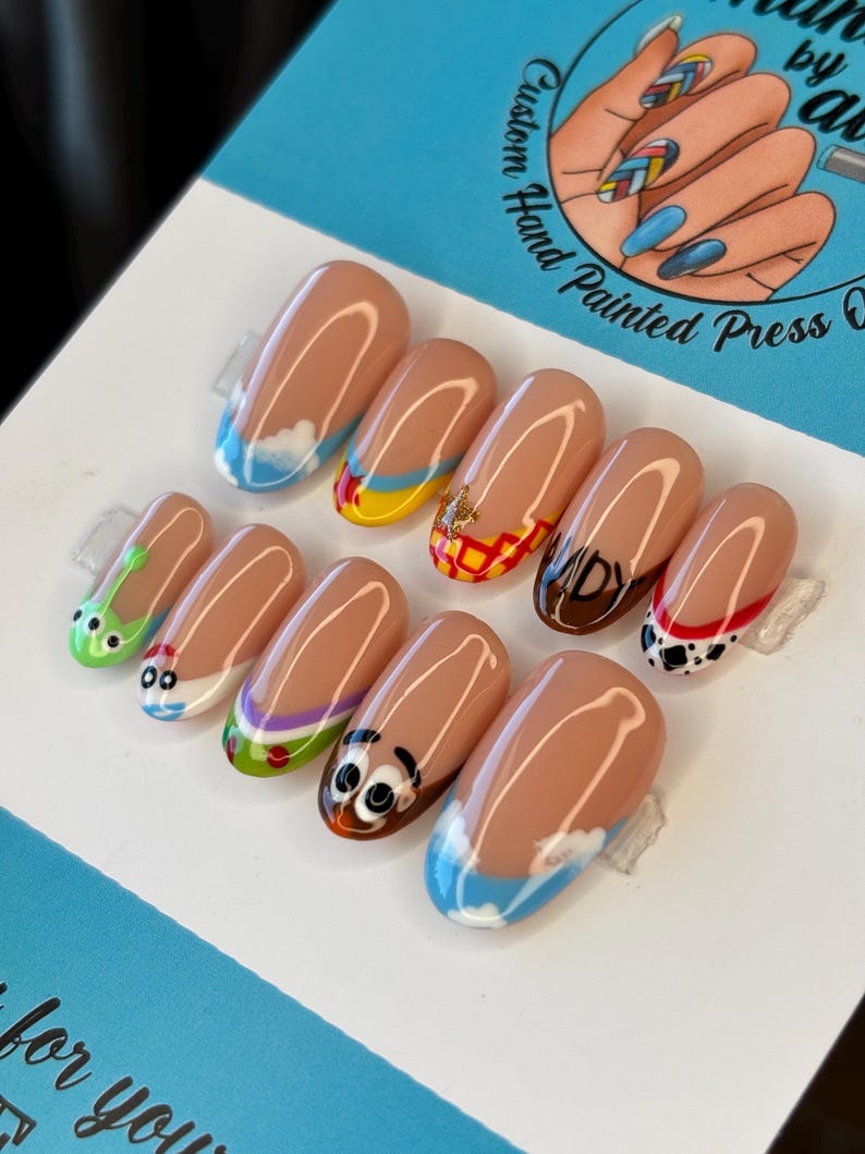 Toy Story Pixar Woody Buzz Lightyear Disney French Tip Press on Nails ...