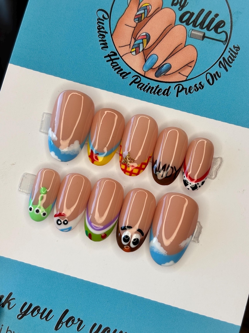 Toy Story Pixar Woody Buzz Lightyear Disney French Tip Press on Nails ...