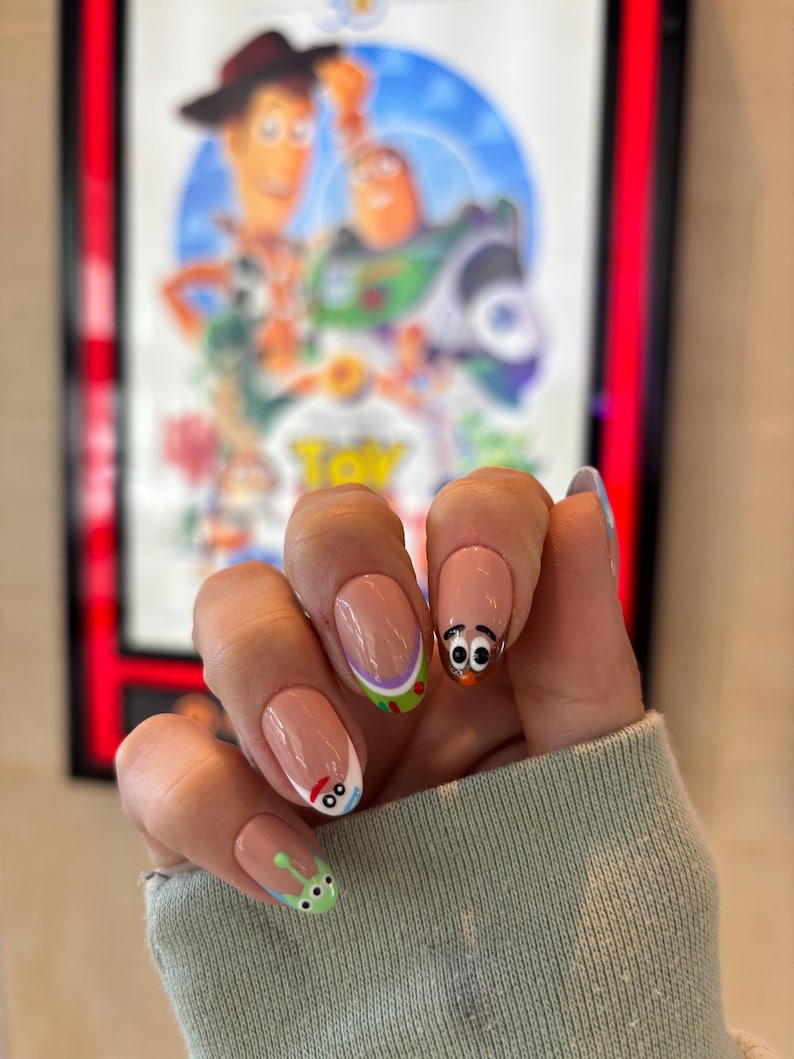 Toy Story Pixar Woody Buzz Lightyear Disney French Tip Press on Nails ...