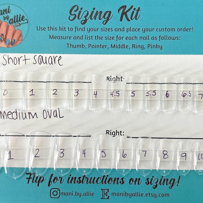 Custom Press on Nail Size - Etsy