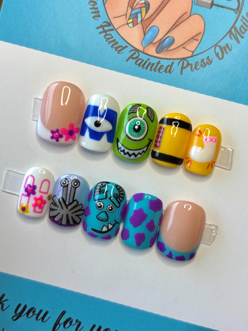 Monsters Inc. University Mike Wazowski Boo Pixar Disney Press on Nails ...