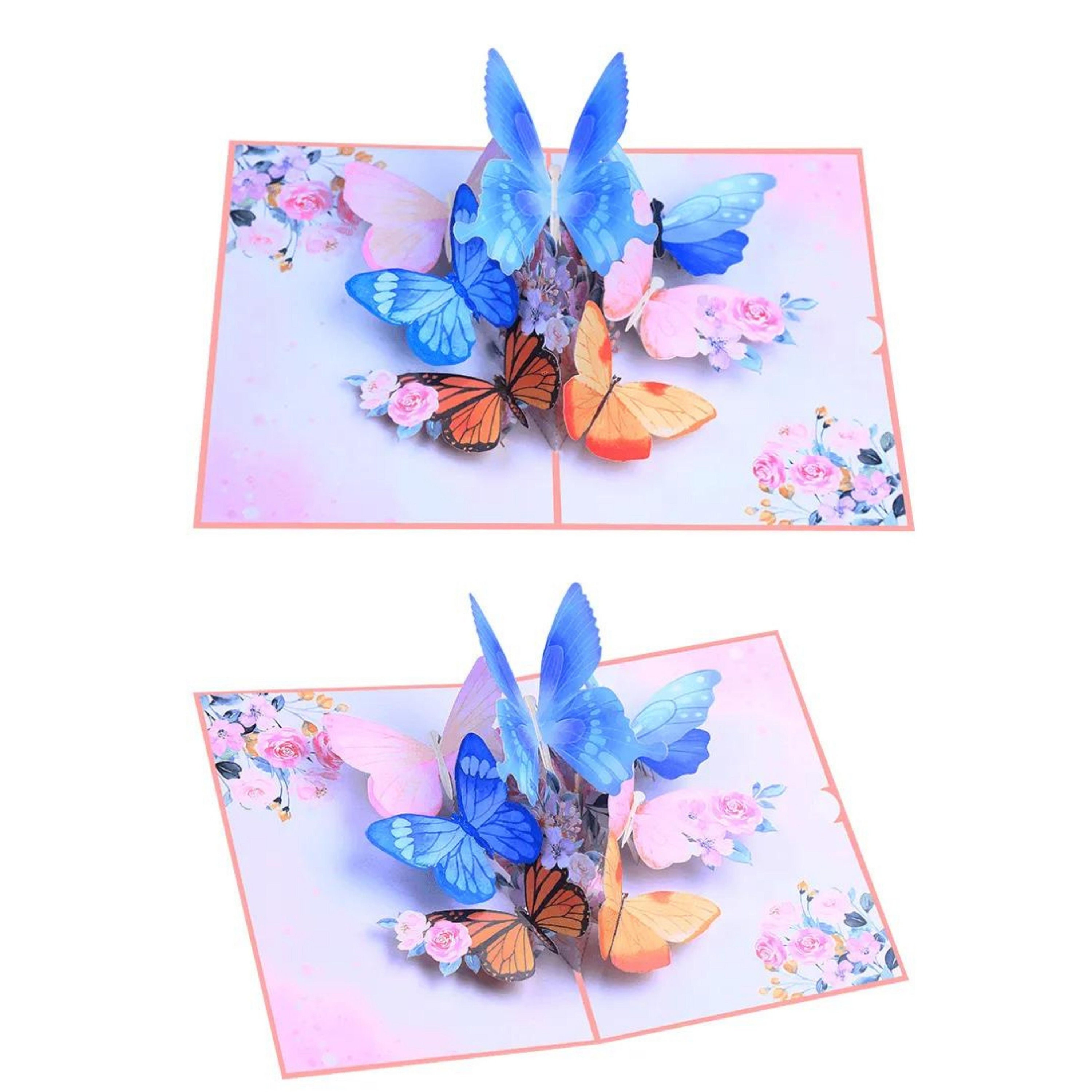 3D Pop up Greeting Card Handmade Butterfly Flower Design.mothers Day ...