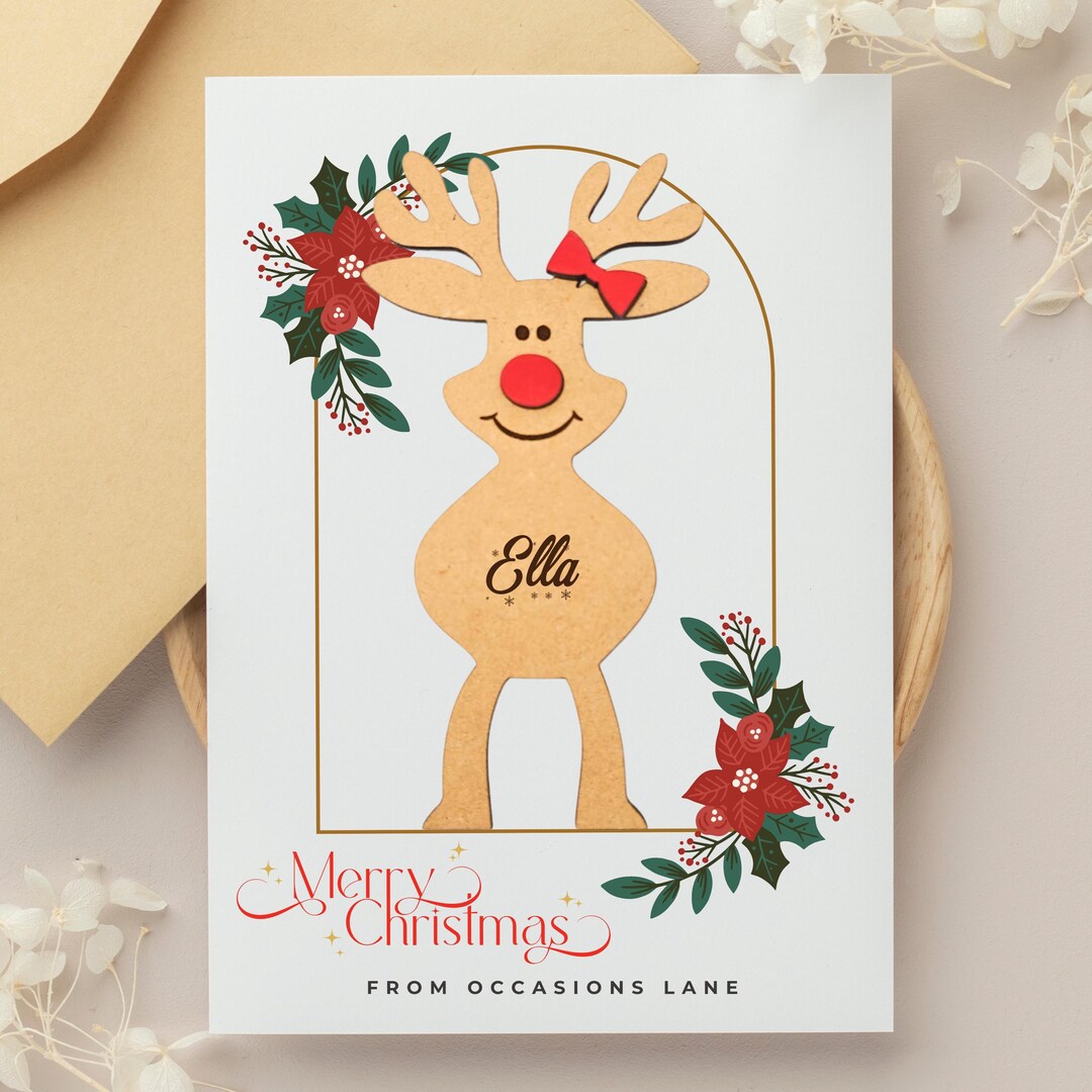 Personalized Christmas Greeting Card With Detachable Freestanding ...