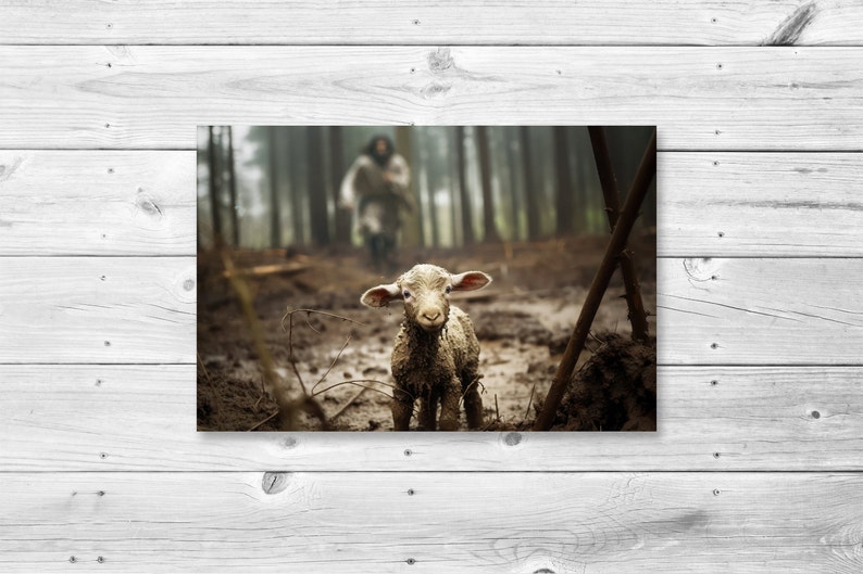 Christian Wall Art Jesus Saving Lamb Dirty Lamb Canvas Wall - Etsy