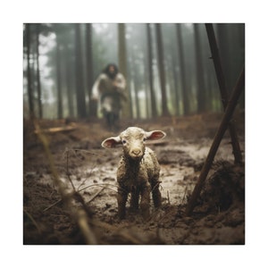 Jesus Saving Lamb Canvas Print: "he Ran" Christian Wall Art - Etsy