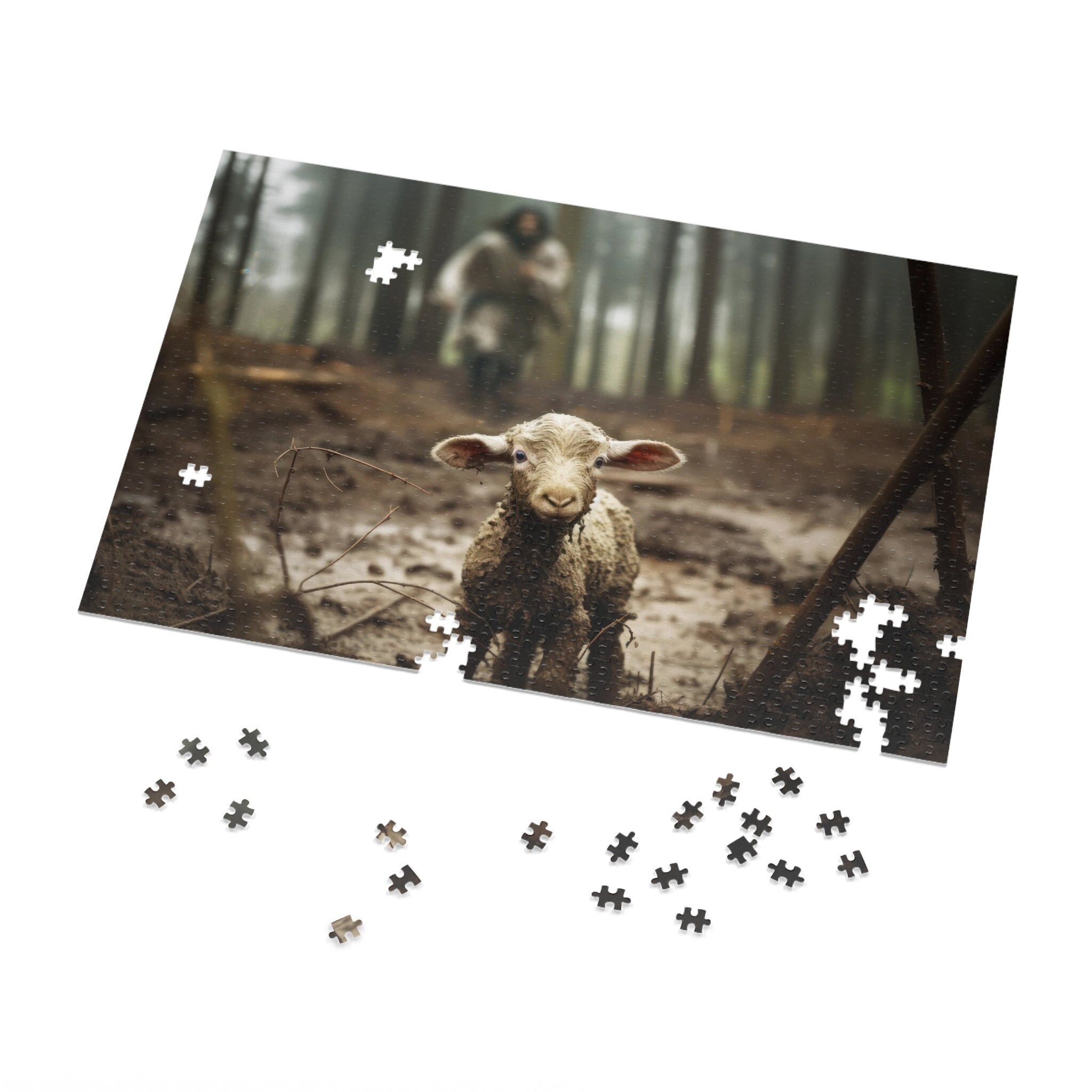 Jesus Chasing Lamb Jigsaw Puzzle With Muddy Lamb Puzzle Gift for Her ...
