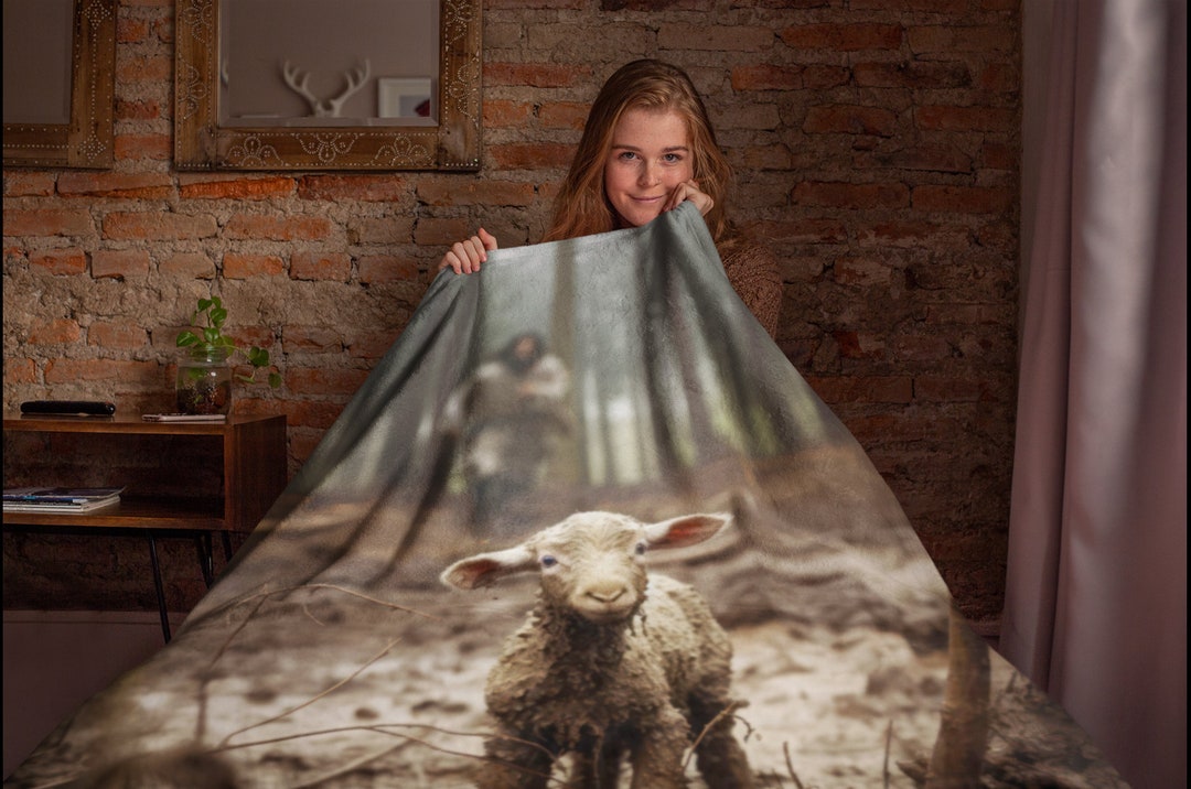 Christian Home Decor Jesus Saving Lamb Blanket Good Shepherd Muddy Lamb ...