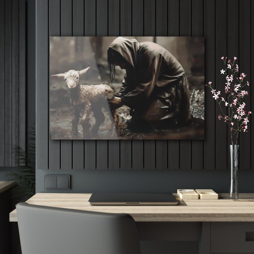 Christian Wall Art Acrylic Jesus Saving Lamb Dirty Lamb Wall Decor ...