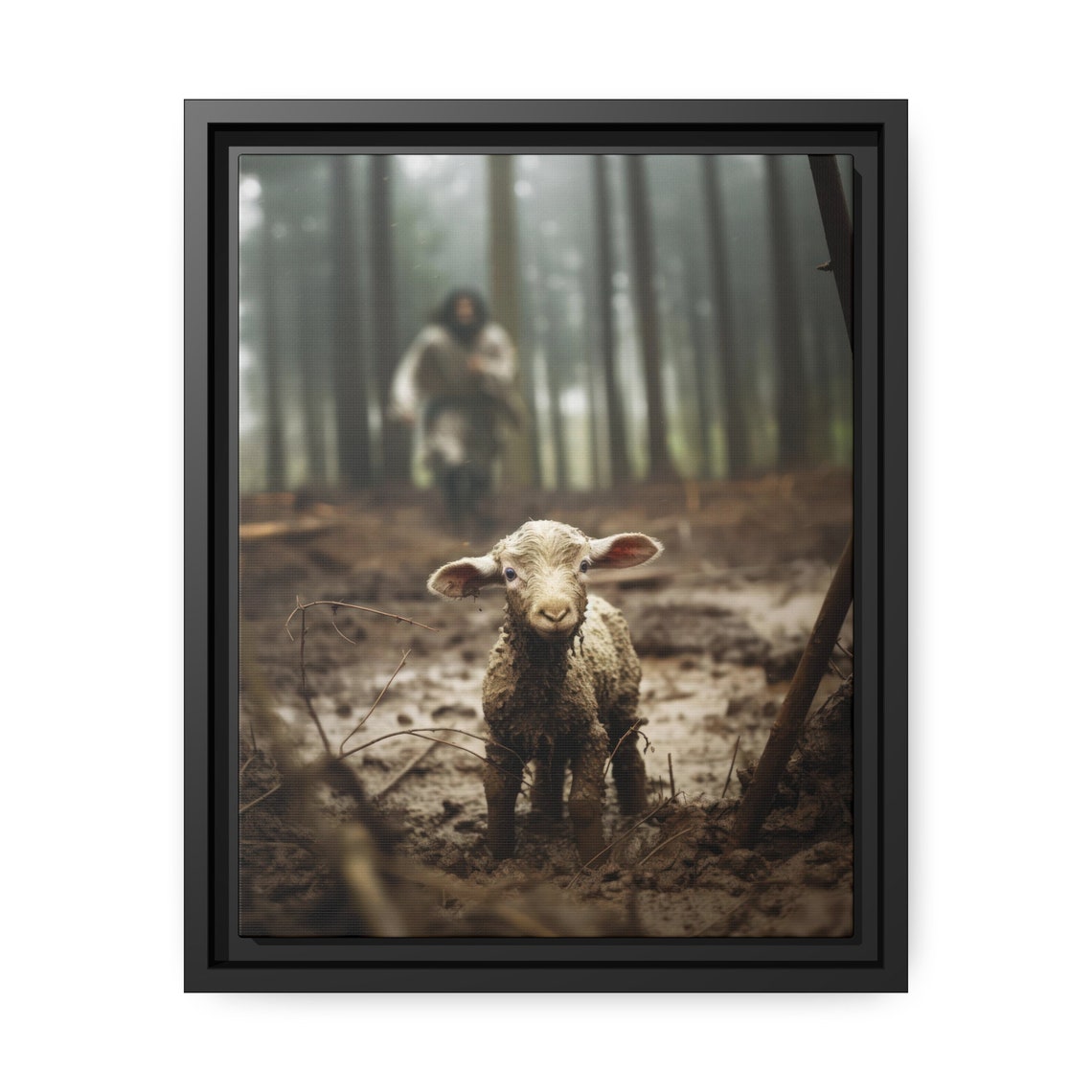 Christian Wall Art Framed Jesus Saving Lamb Dirty Lamb Wall Decor ...