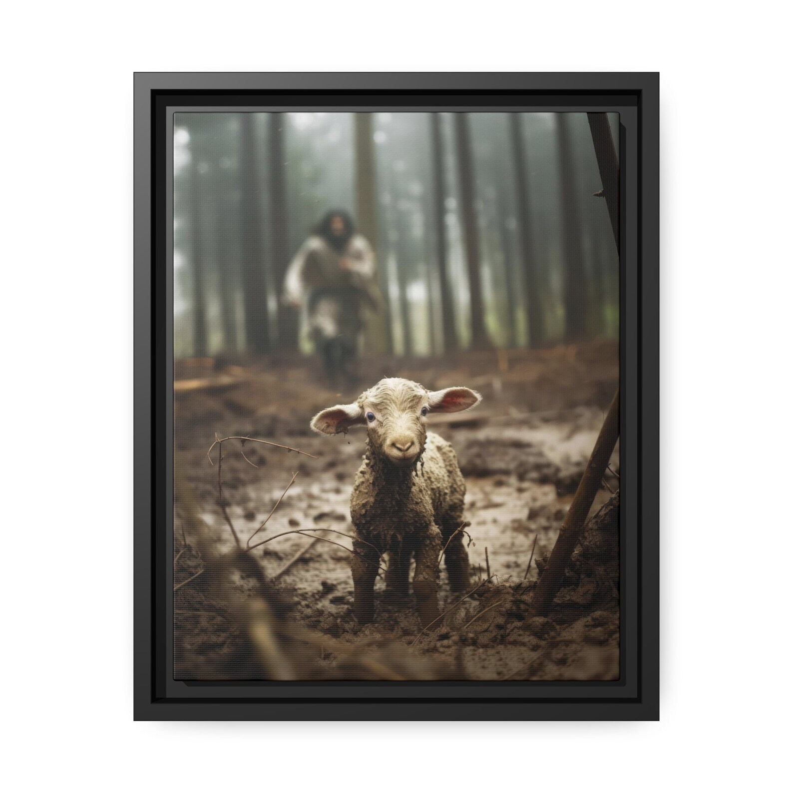 Christian Wall Art Framed Jesus Saving Lamb Dirty Lamb Wall Decor ...