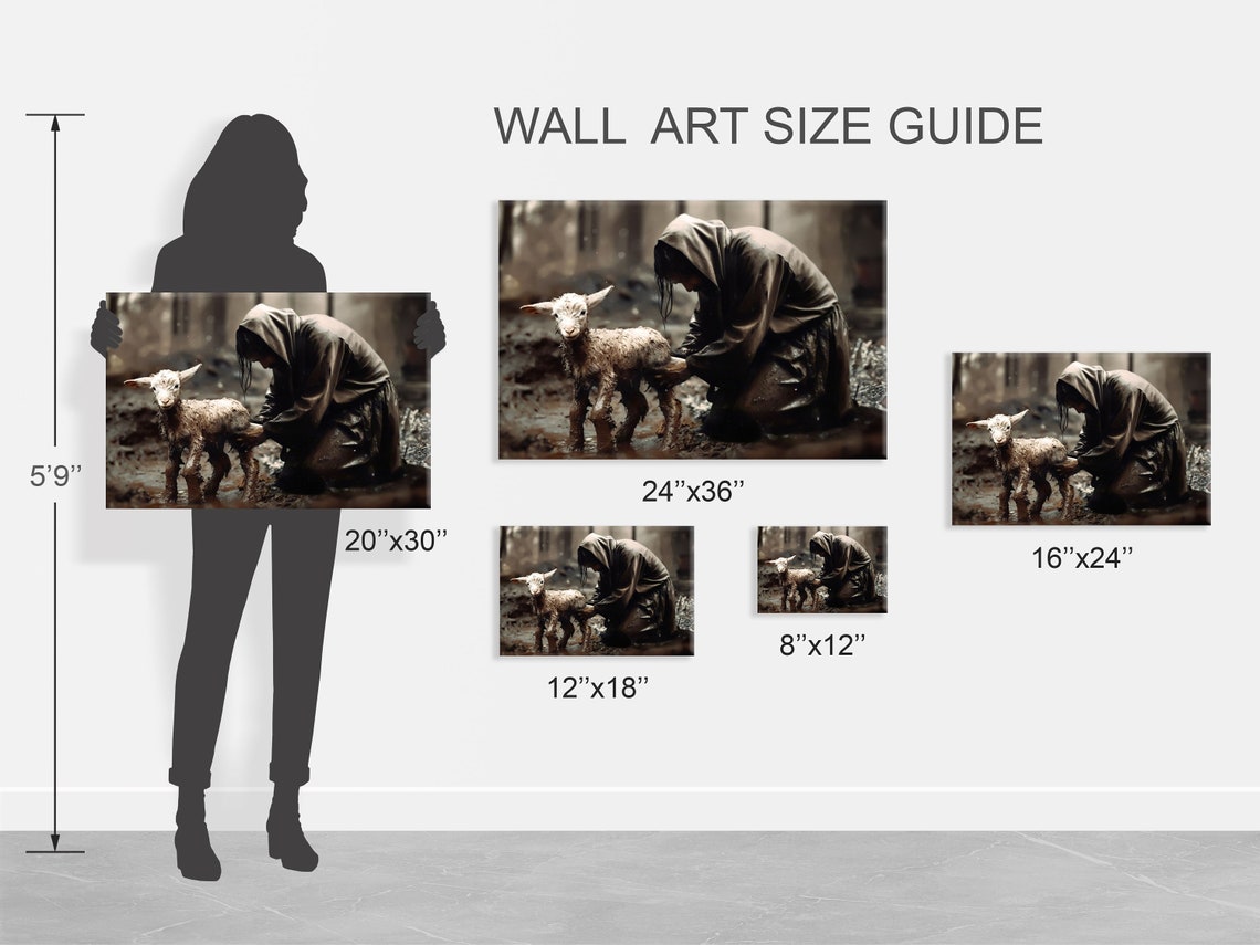 Christian Wall Art Jesus Saving Lamb Dirty Lamb Canvas Wall Decor ...