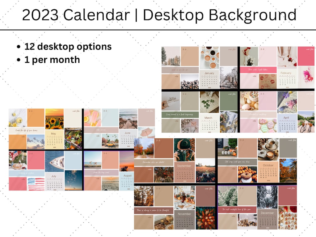 2023 Monthly Desktop Calendar Wallpaper | Minimal Neutral Calendar and ...
