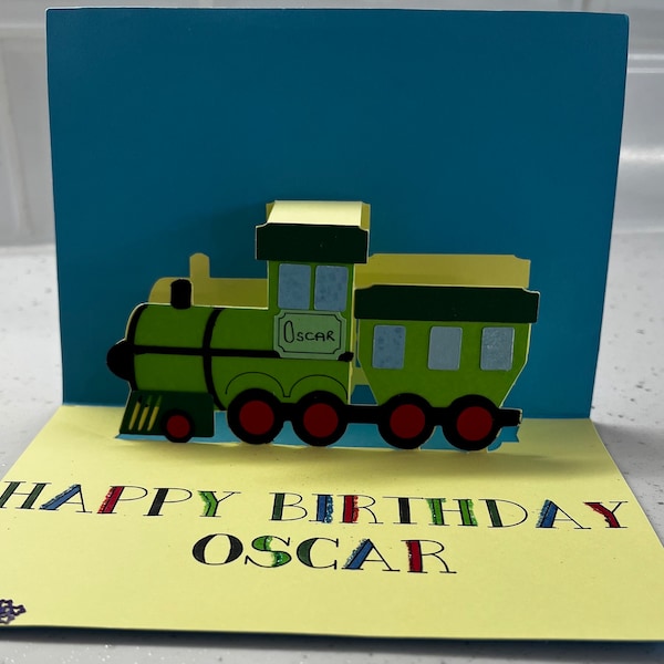 Pop up Train Birthday Card - Etsy