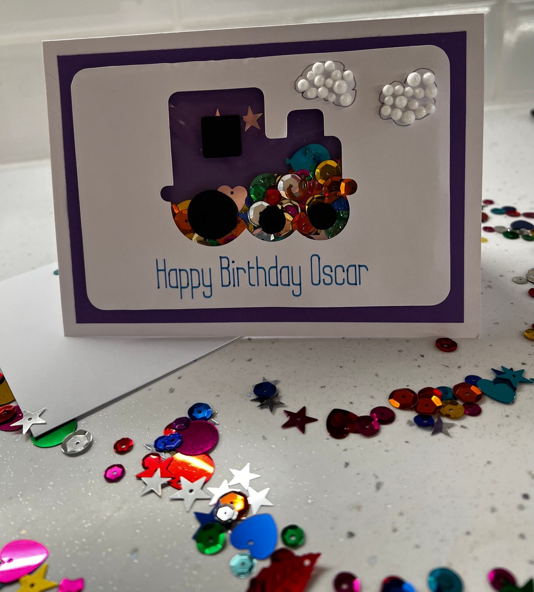 Happy Birthday Train Shaker Card - Etsy