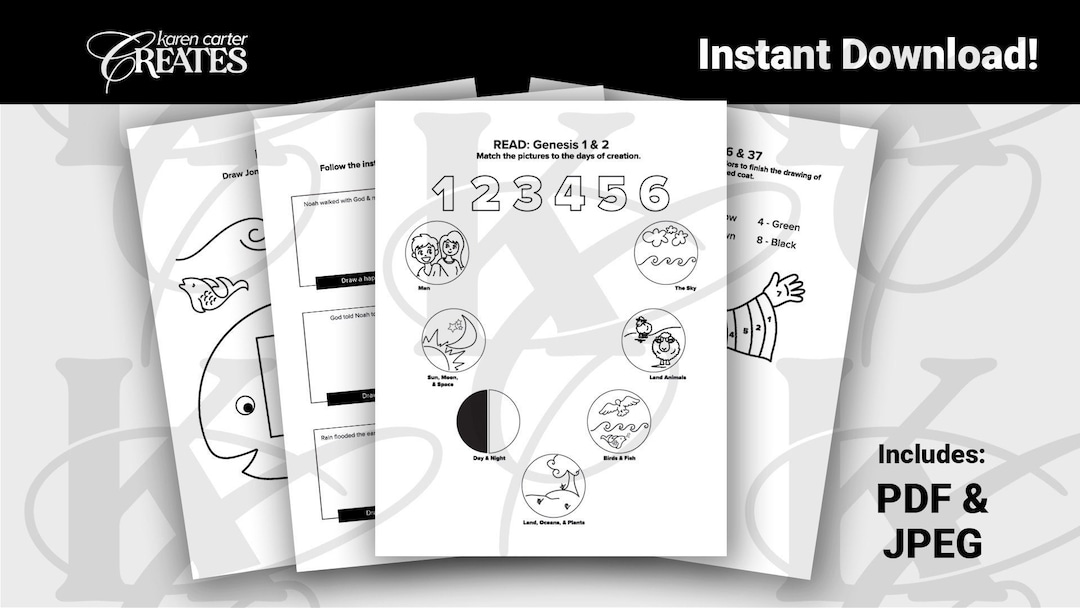 Bible Themed Activity Pages for Kids instant Download - Etsy