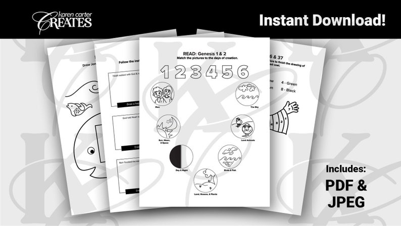 Bible Themed Activity Pages for Kids instant Download - Etsy