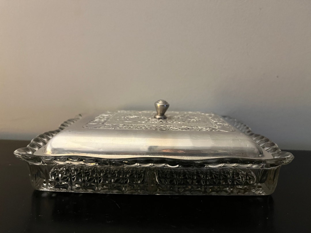 Vintage Relish Tray With Silver Etched Lid - Etsy