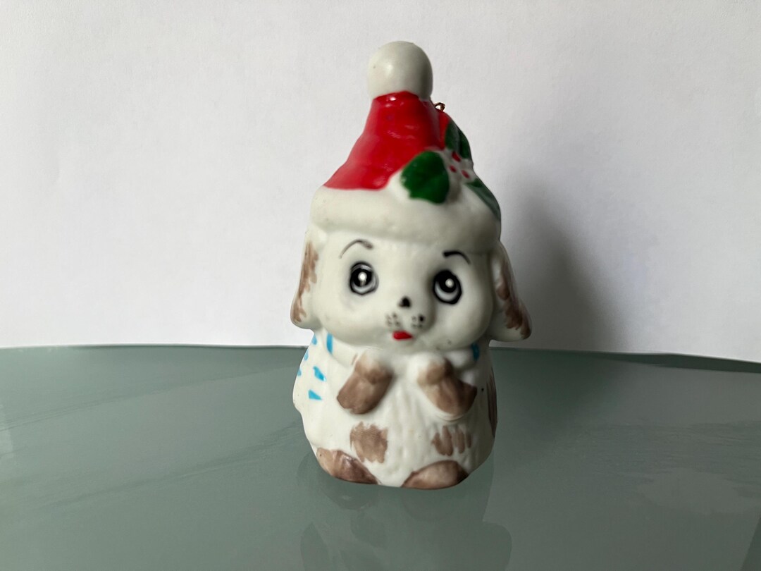 Vintage Lefton Christmas Bell Figurine – Hand-painted Puppy With Santa ...