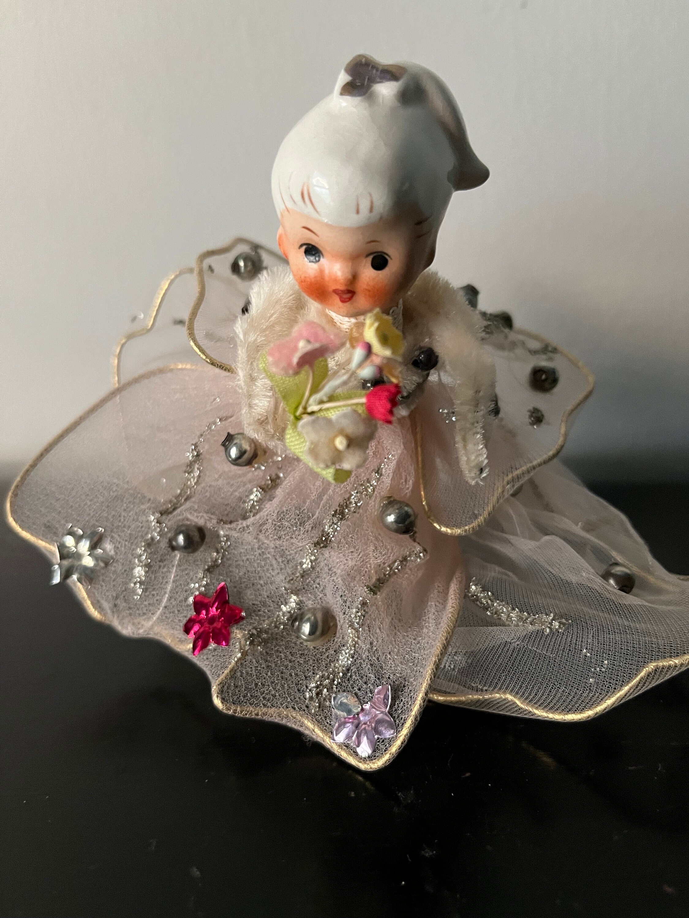 Vintage 1950s Holt Howard Angel With Flower Bouquet Tree Topper - Etsy