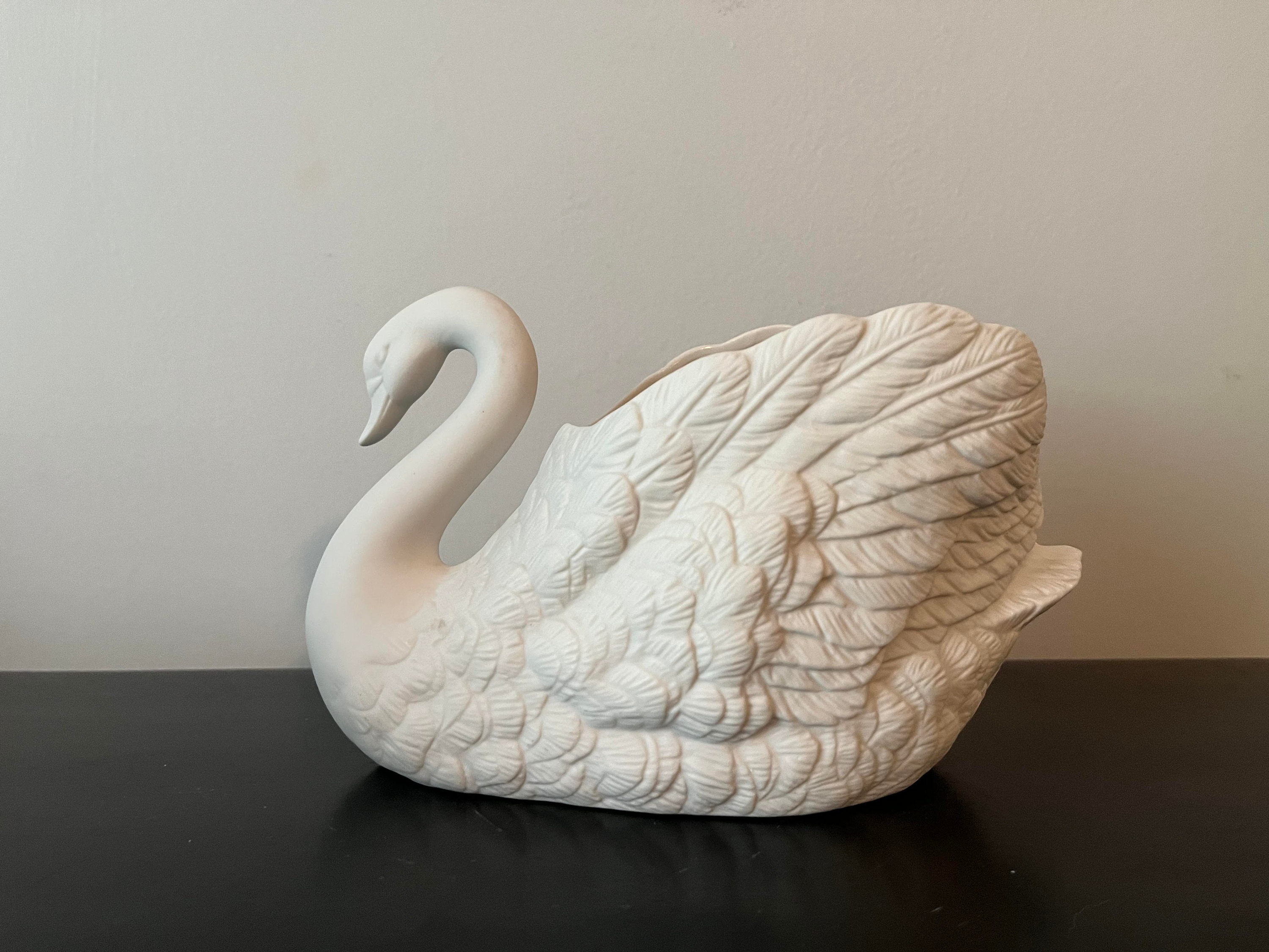 1988 FTDA Ceramic White Swan Planter - Etsy