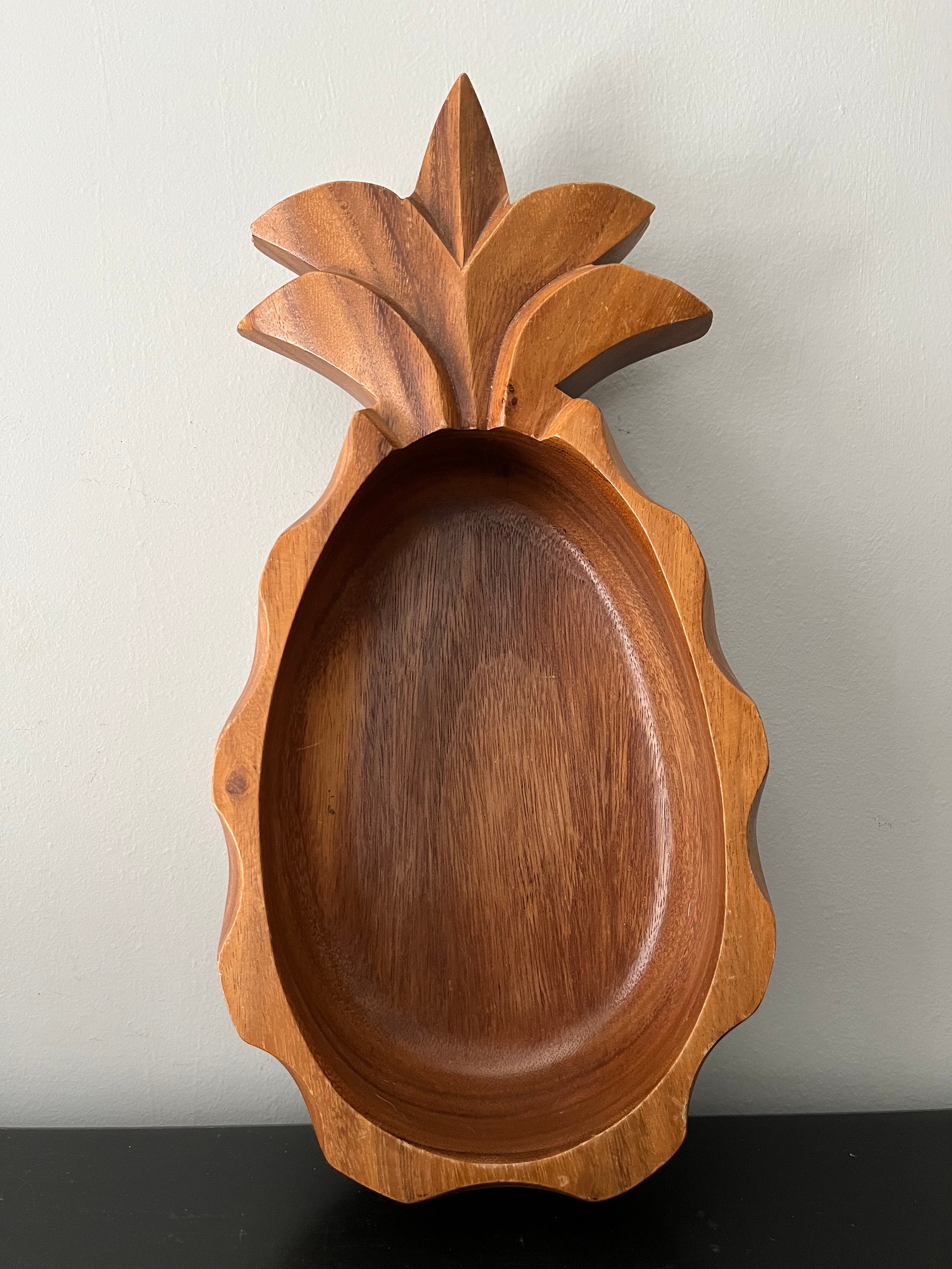 Vintage Fijian Crafted Wood Pineapple Bowl, Genuine Raintree ...