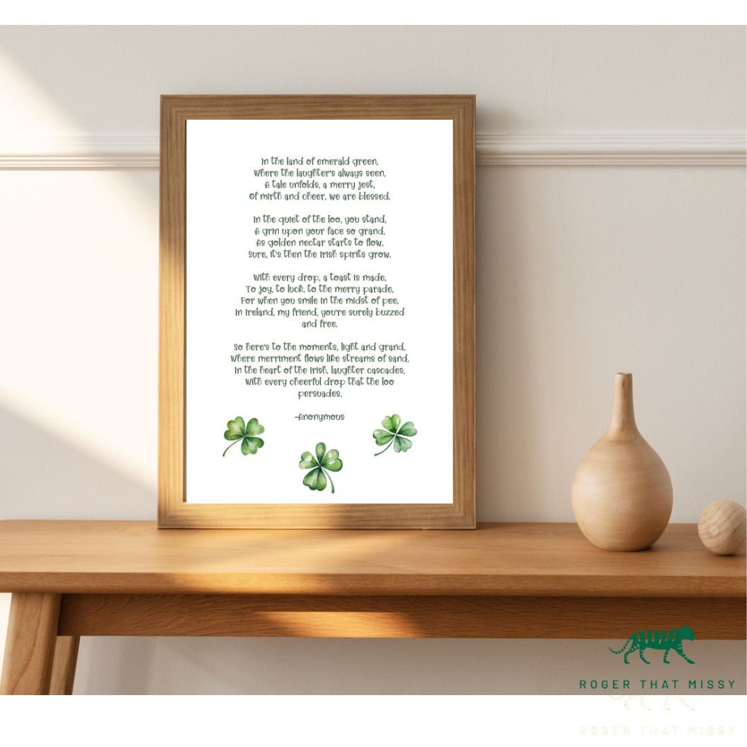 St Patrick Day Funny Pee Loo Poems, Printable Wall Art, Irish Print ...