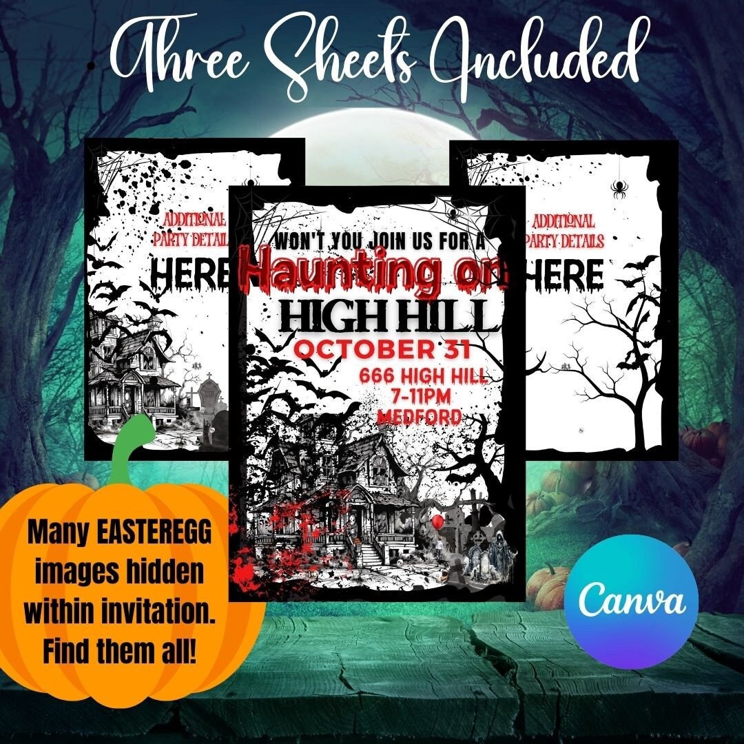 Halloween Horror Invitation Digital Editable Invitation Three Pages ...
