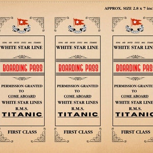 TITANIC Digital Book Mark Boarding Pass Bookmark TITANIC Bookmark ...