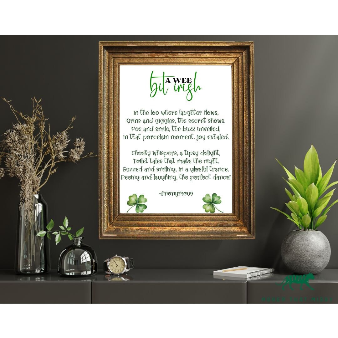St Patrick Day Funny Pee Loo Poems, Printable Wall Art, Irish Print ...