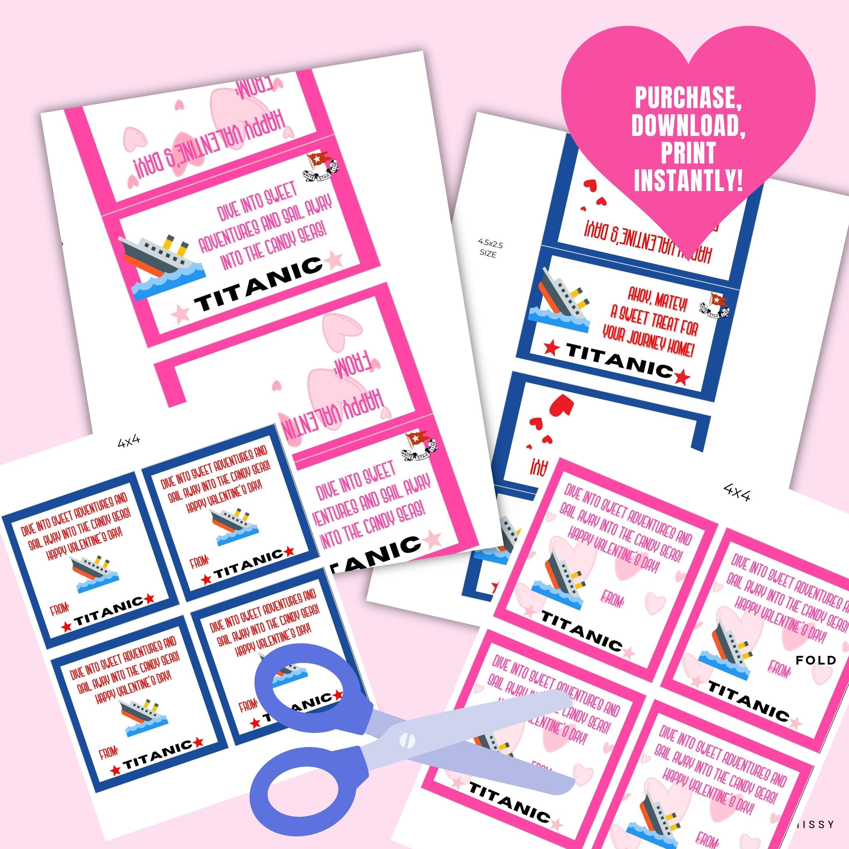 Valentine TITANIC Treat Baggie Topper Valentine Cards TITANIC Treat Bag ...