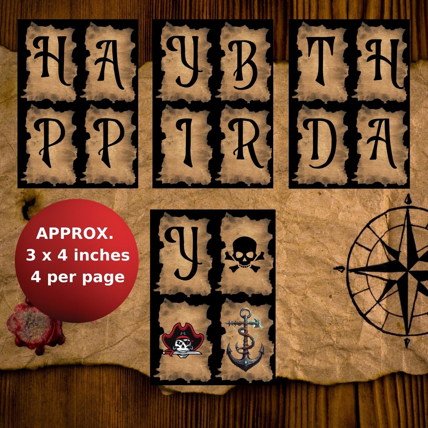 Pirate Party Editable Template Invitation and Banner Pirate Decorations ...