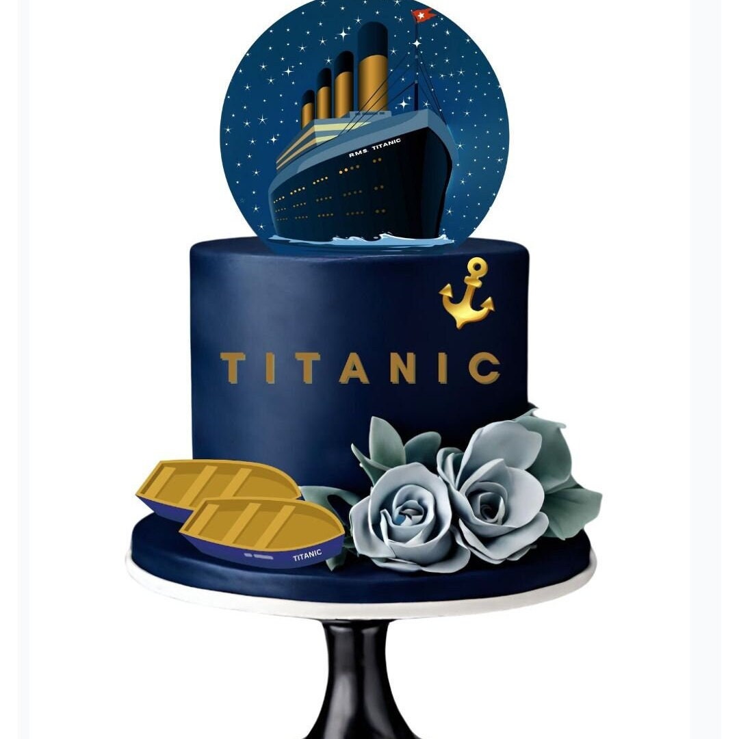 TITANIC Blue Party Cake Topper W Lifeboats and Accessories! TITANIC ...