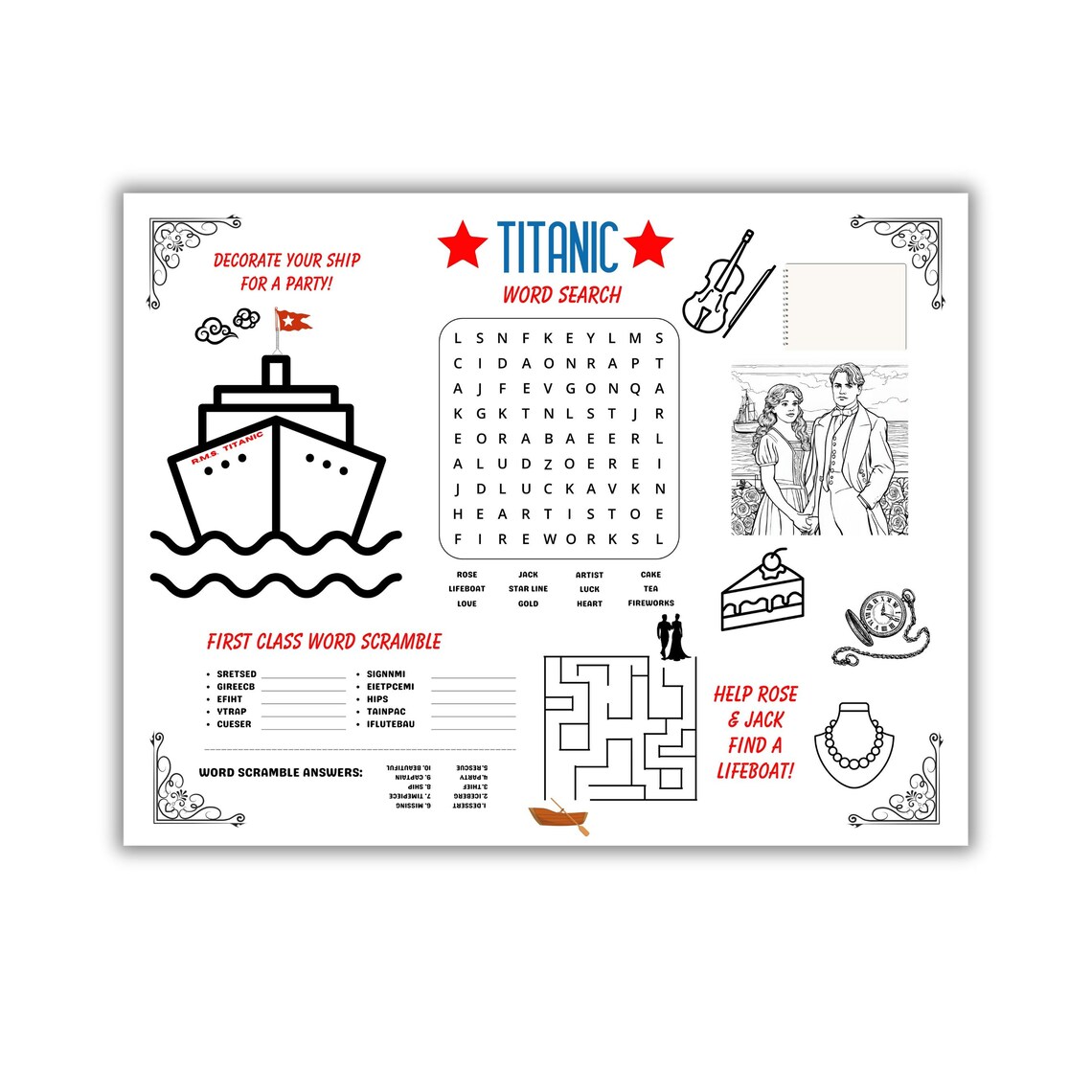 TITANIC Games Bundle-who Said That-trivia-crosswords-word Search ...