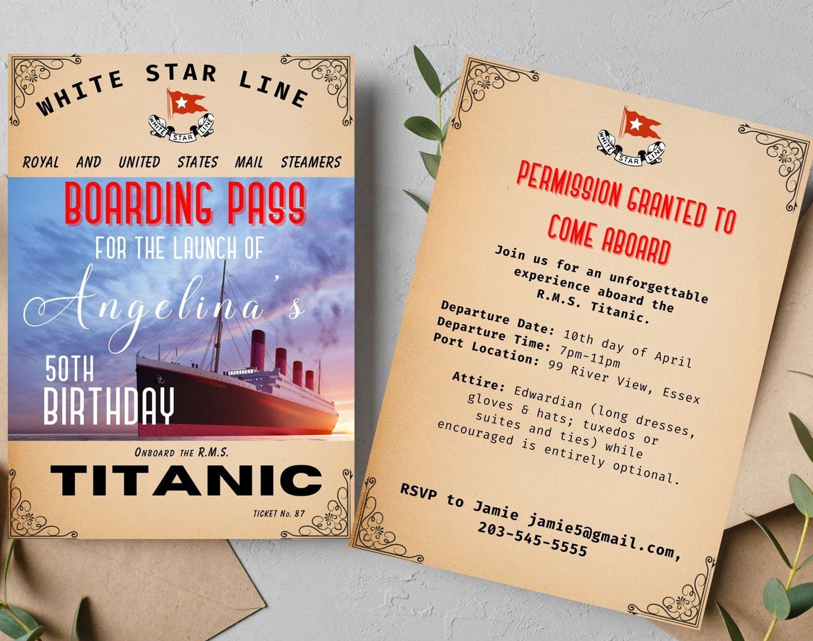 TITANIC Invitation Template Titanic Birthday Party Printable Titanic Yacht Party Boat Theme ...