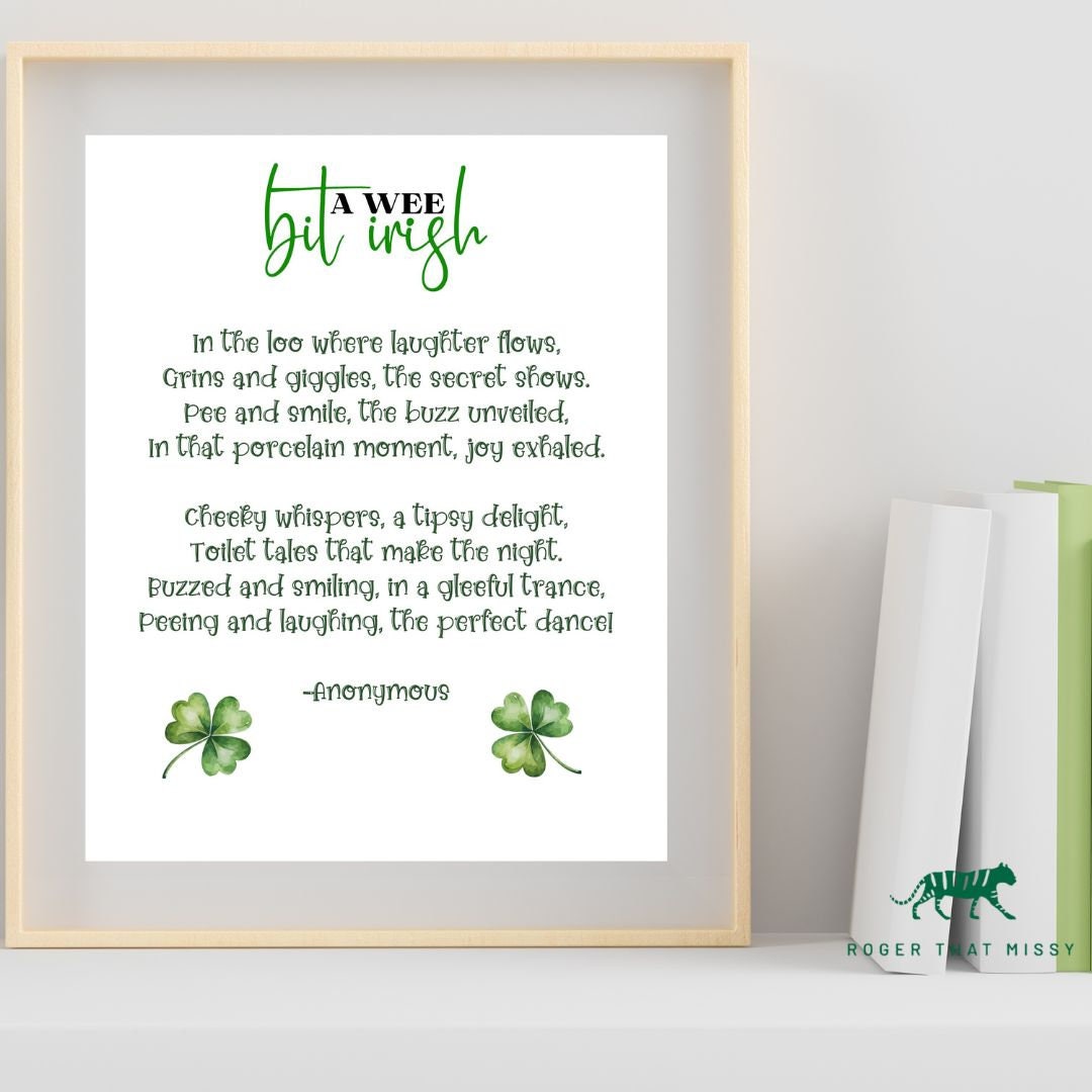 St Patrick Day Funny Pee Loo Poems, Printable Wall Art, Irish Print ...