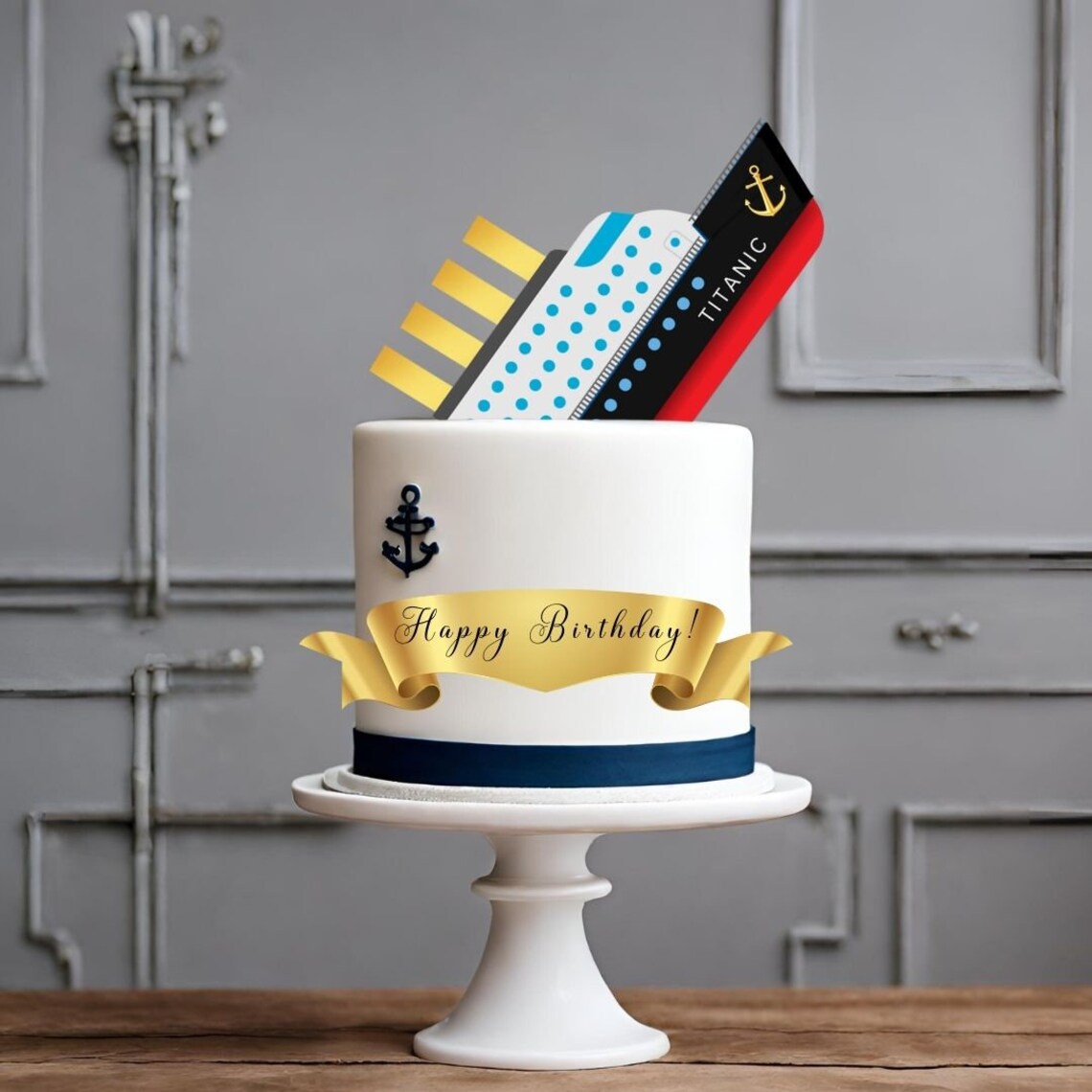TITANIC Gold Party Cake Topper W Lifeboats and Accessories and Two ...