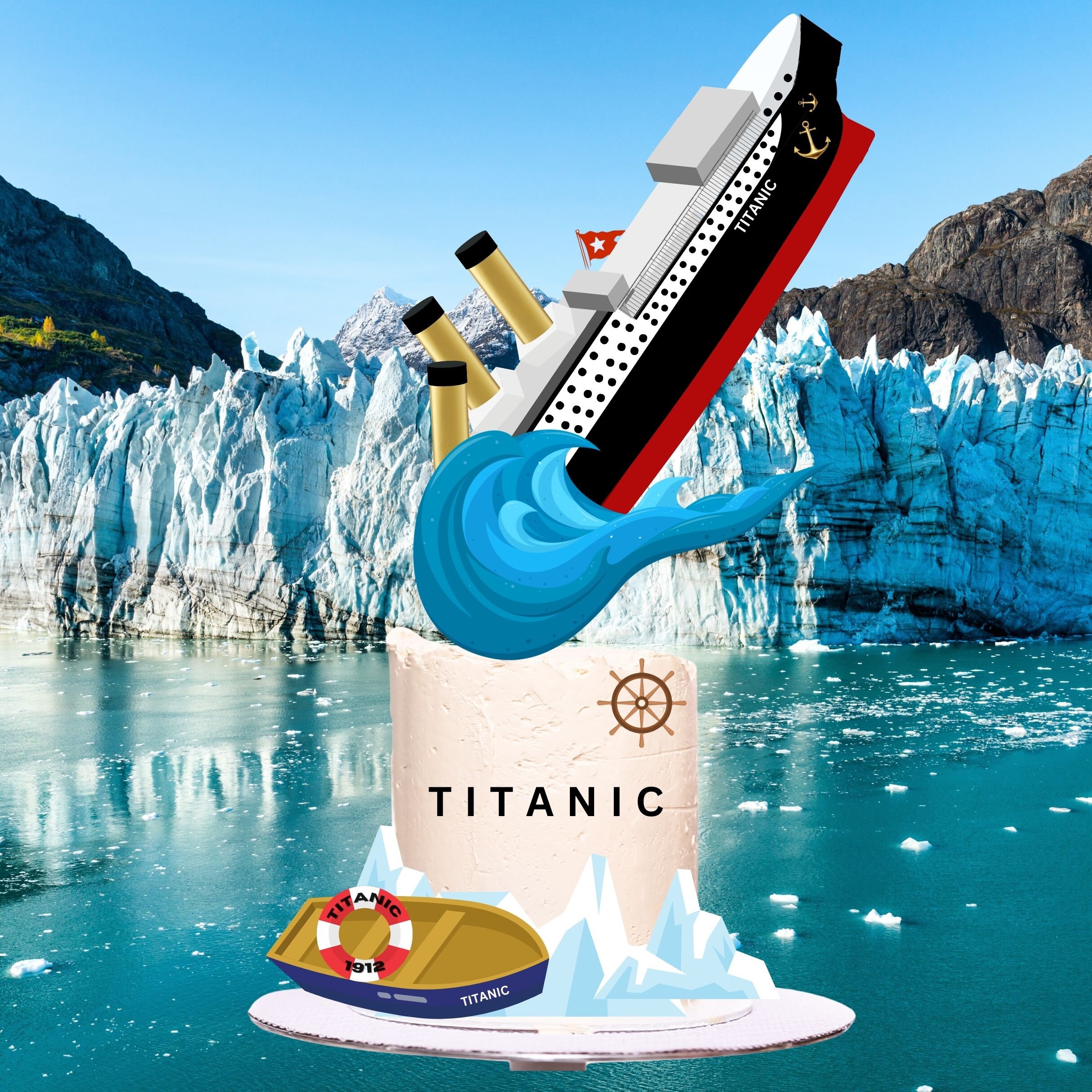 TITANIC Sinking Party Cake Topper, 2 Designs, Includes Accessories and ...